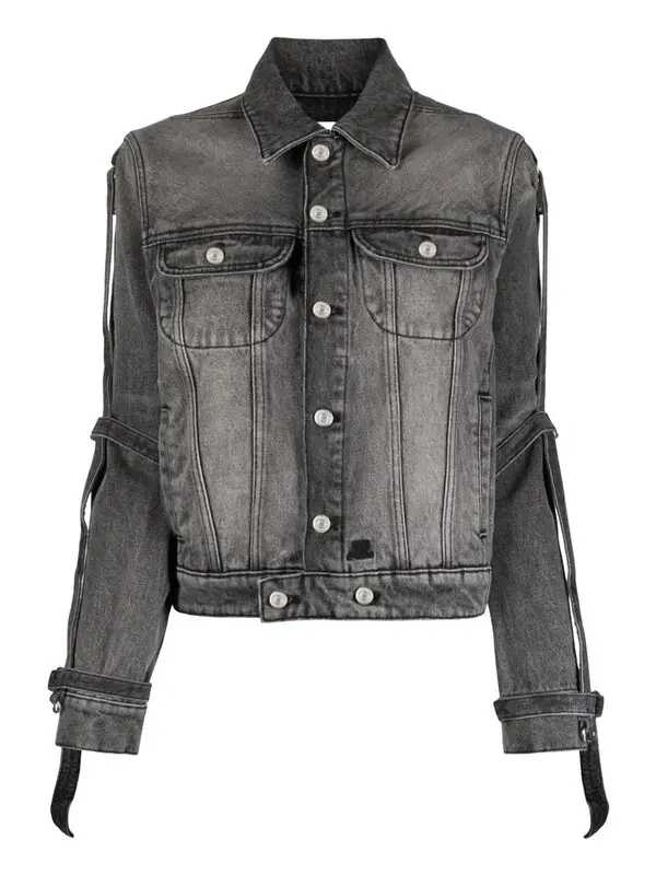COURREGES Strap-embellished Denim Jacket - Grey