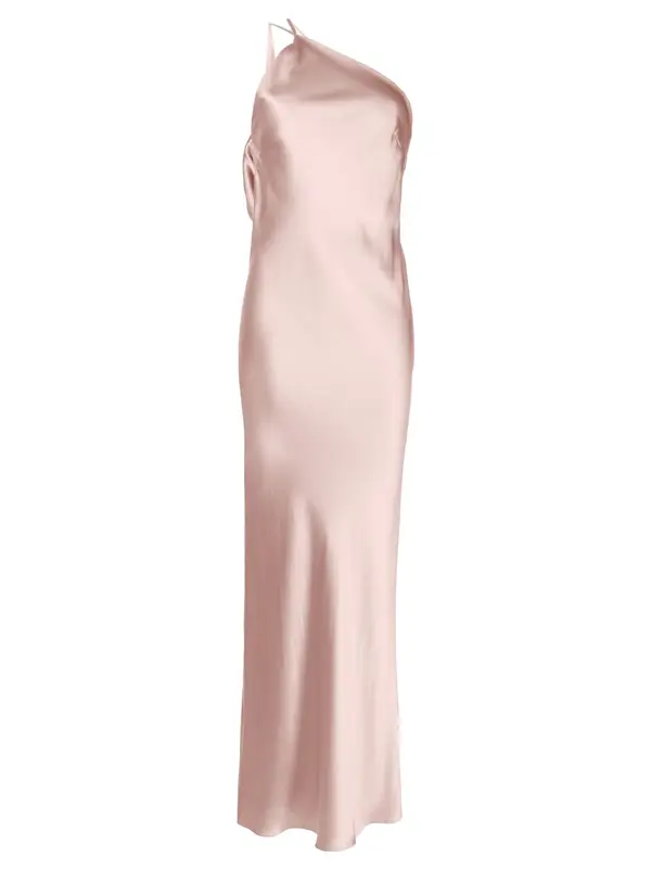 Michelle Mason One-shoulder Silk Gown - Pink