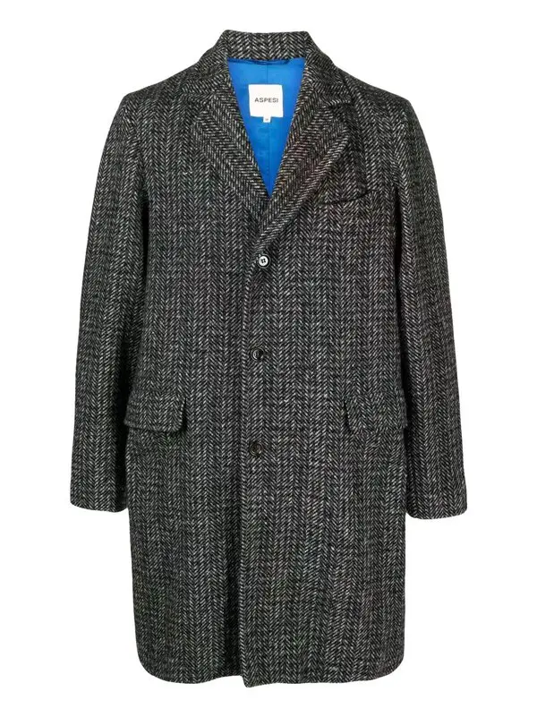 Aspesi Franz Single-breasted Bouclé Coat - Black