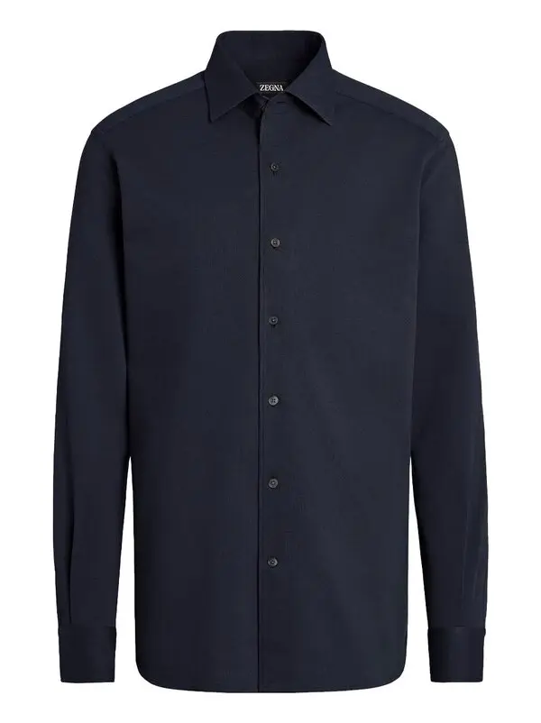 Zegna Long-sleeve Cotton Shirt - Blue
