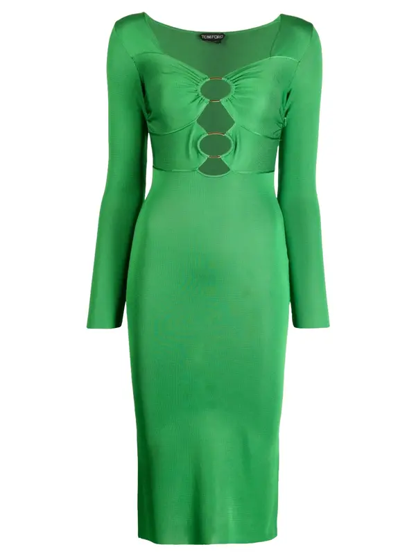 TOM FORD High-shine Cut-out Midi Dress - Green