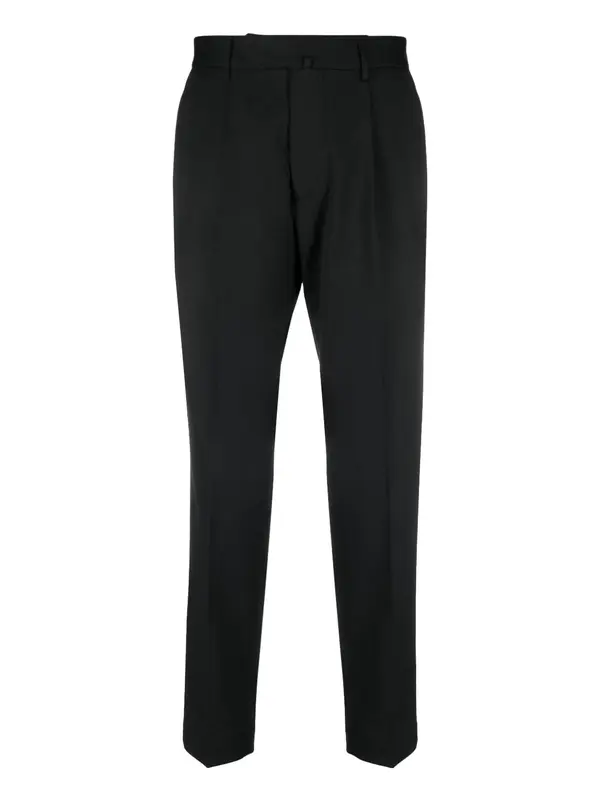 DELL'OGLIO Pleated Tapered Trousers - Black