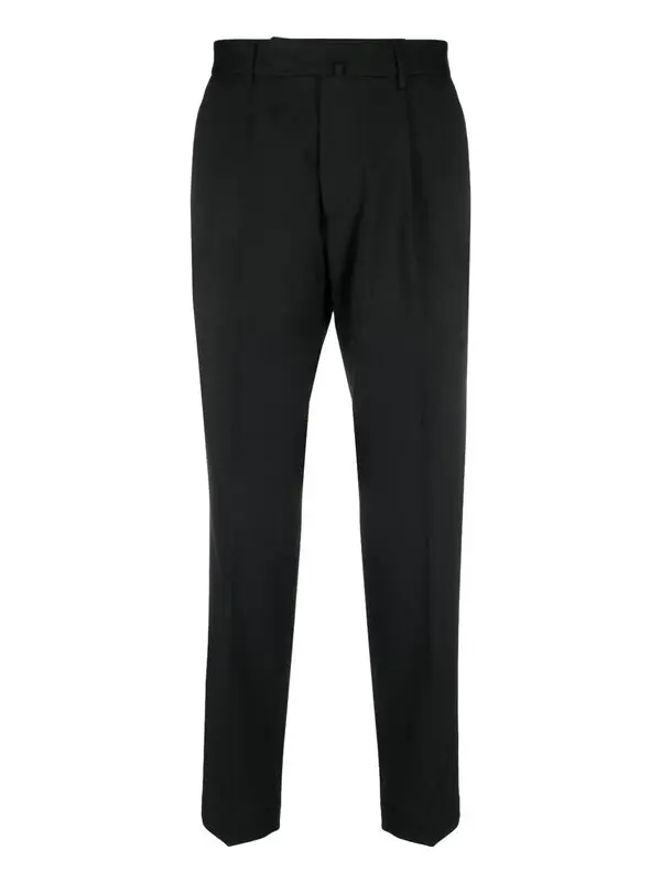 DELL'OGLIO Pleated Tapered Trousers - Black