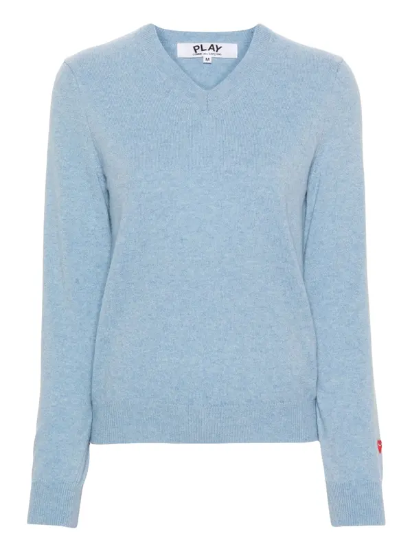 Play Comme Des Garcon Heart Logo Wool Jumper - Blue