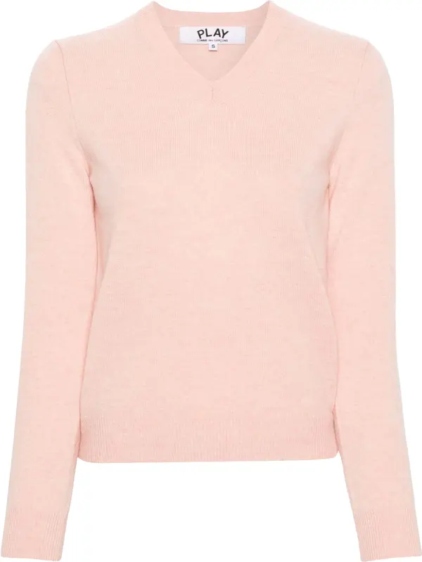 Play Comme Des Garcon Heart Logo Wool Jumper - Pink