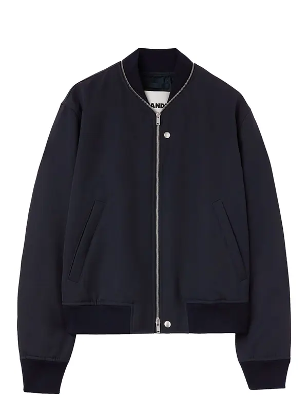 JIL SANDER Zip-embellished Wool Bomber Jacket - Blue