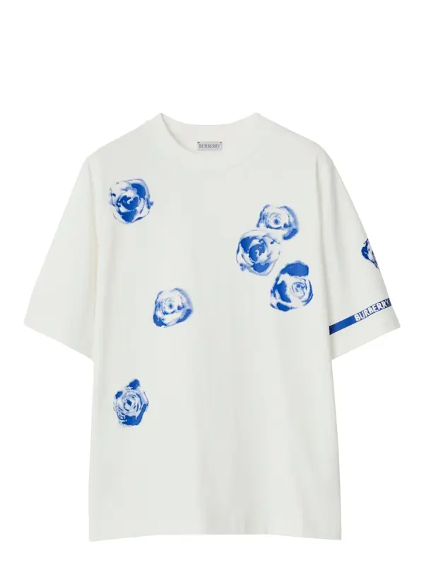 Burberry Rose-print Cotton T-shirt - White