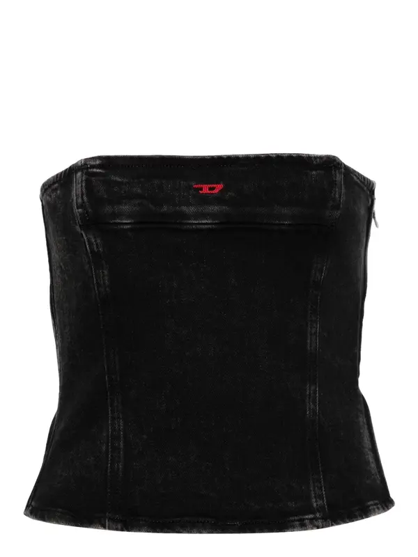 DIESEL Strapless Denim Top - Black