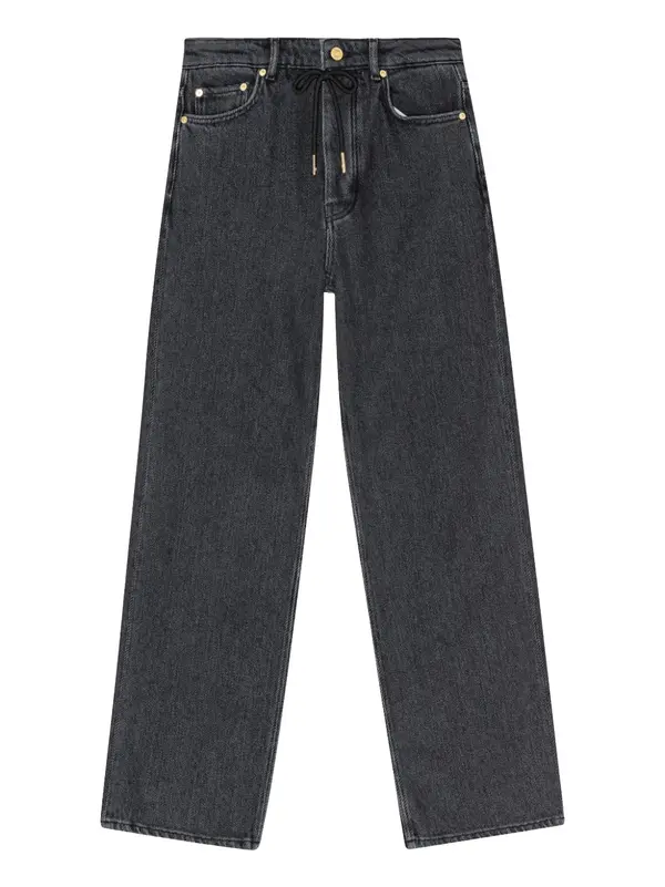 GANNI Drawstring-fastening Straight-leg Jeans - Black