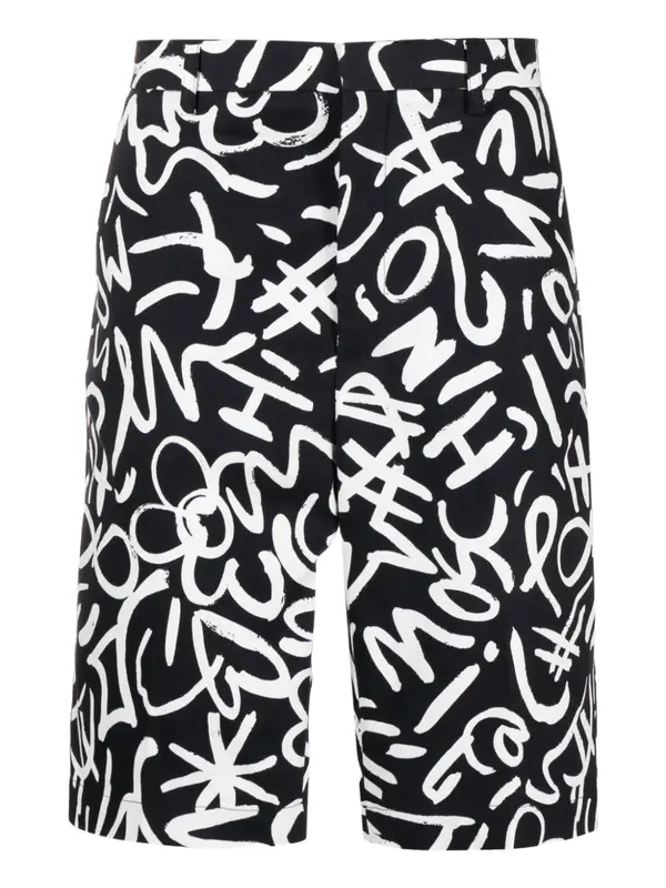 Moschino Monogram-print Chino Shorts - Black