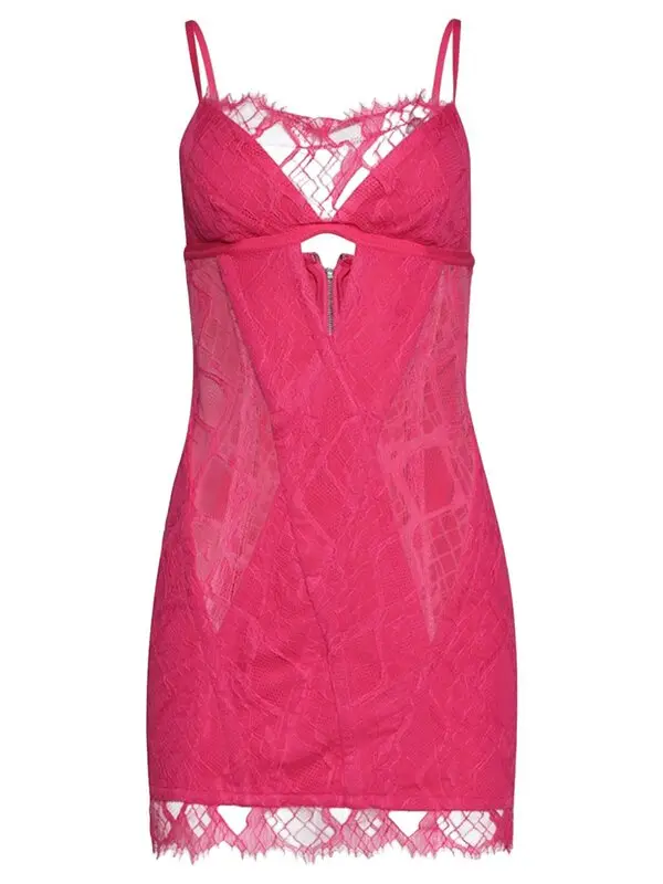 DION LEE Lace-overlay Cut-out Minidress - Pink