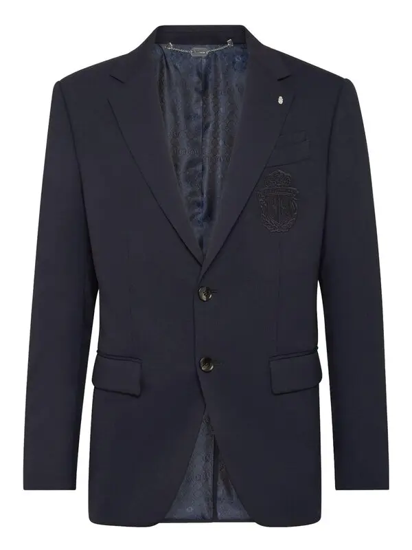 BILLIONAIRE Logo-patch Single-breasted Blazer - Blue