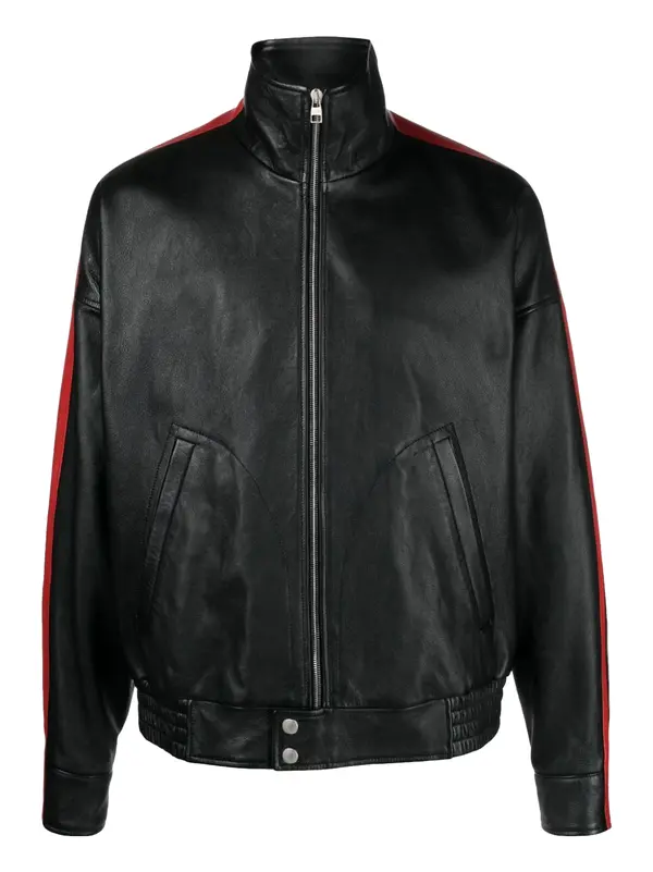 Alexander McQueen Striped Leather Biker Jacket - Black