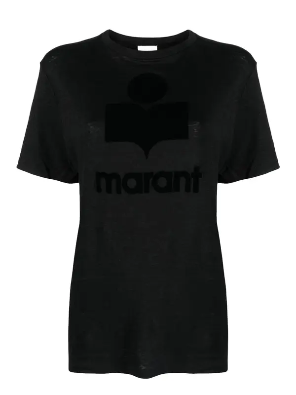 MARANT ETOILE Zewel Flocked Linen T-shirt - Black