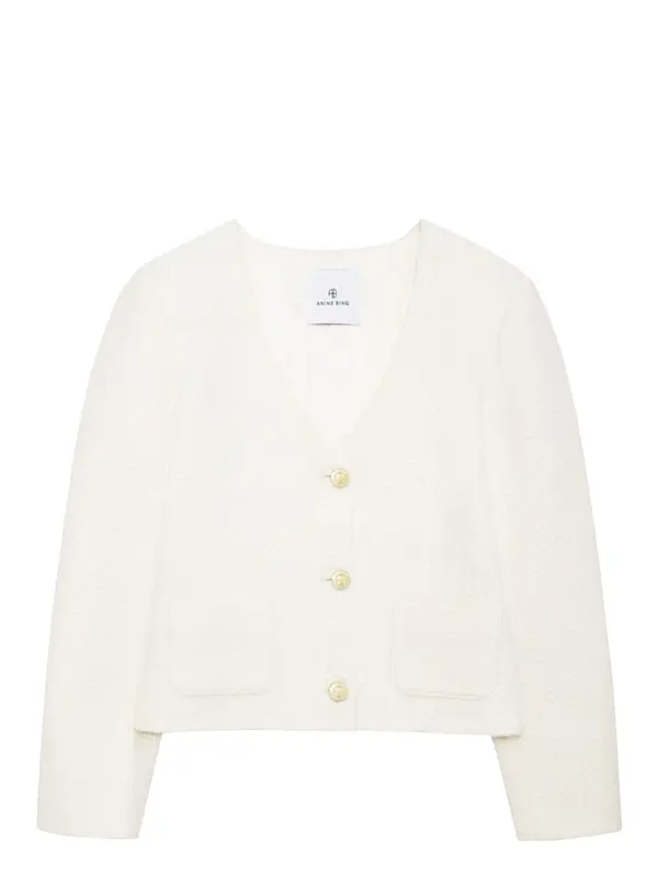 ANINE BING Anita V-neck Cardigan - White