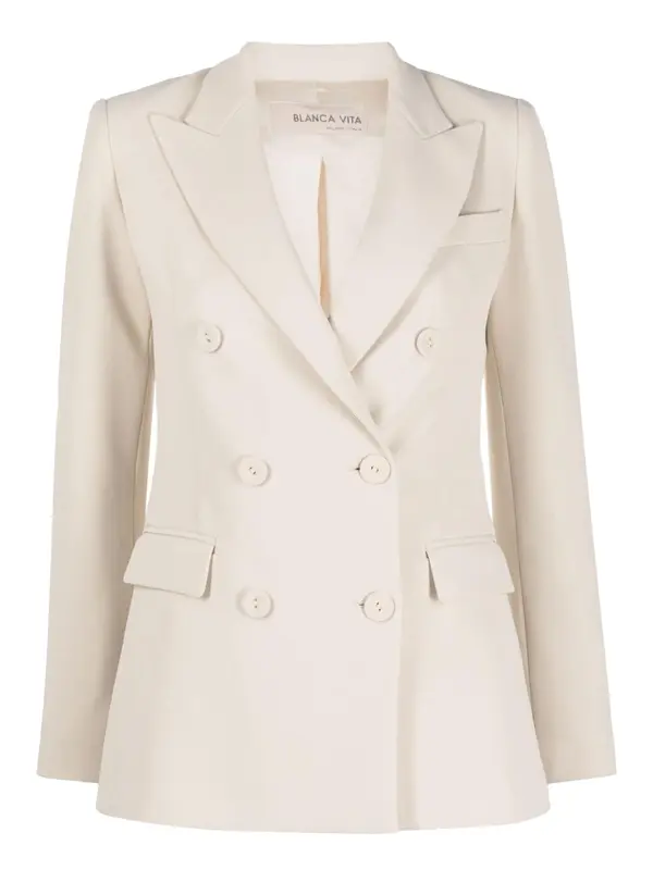 BLANCA VITA Double-breasted Blazer - Neutrals