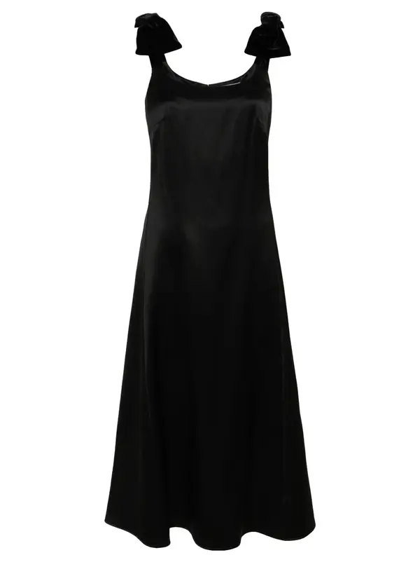 Chloé Bow-embellished Satin Midi Dress - Black