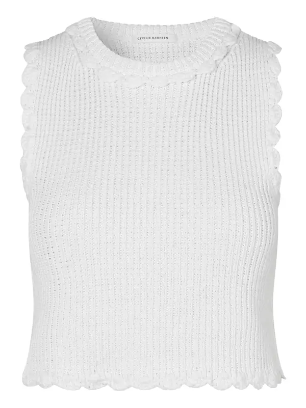 Cecilie Bahnsen Vimona Ribbed-knit Top - White