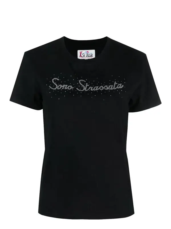 MC2 SAINT BARTH Crystal-embellished Cotton T-shirt - Black