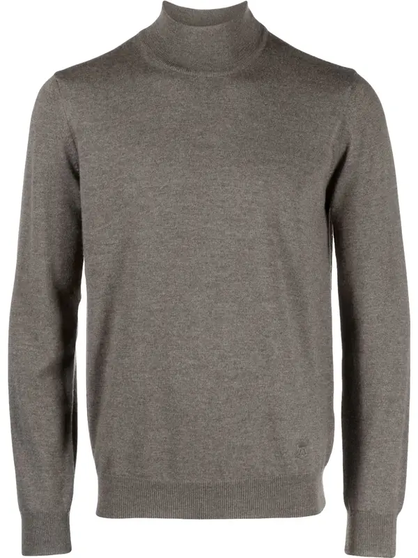 Corneliani Mock-neck Virgin Wool Jumper - Brown