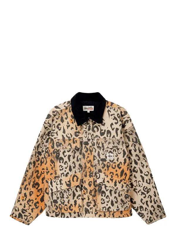 StÜssy Leopard Print Canvas Shop Jacket - Brown