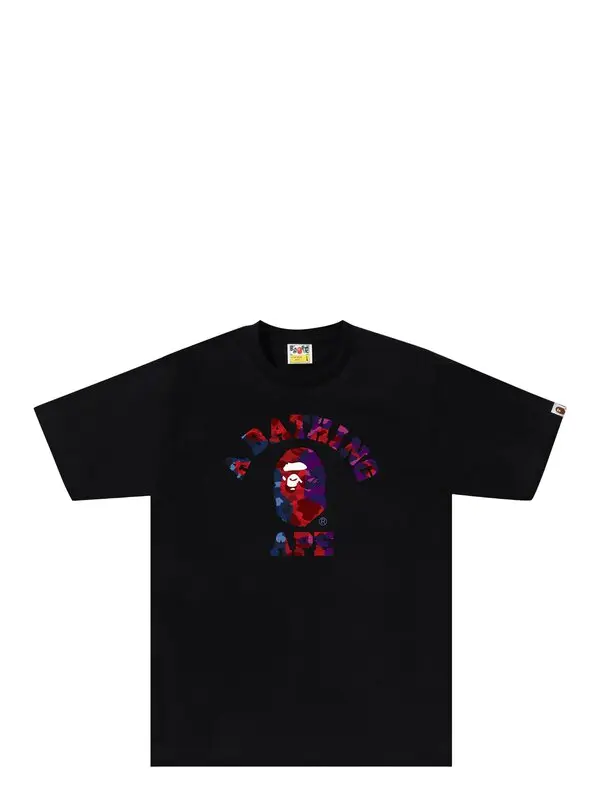 A BATHING APE Color Camo Crazy College Tee - Black