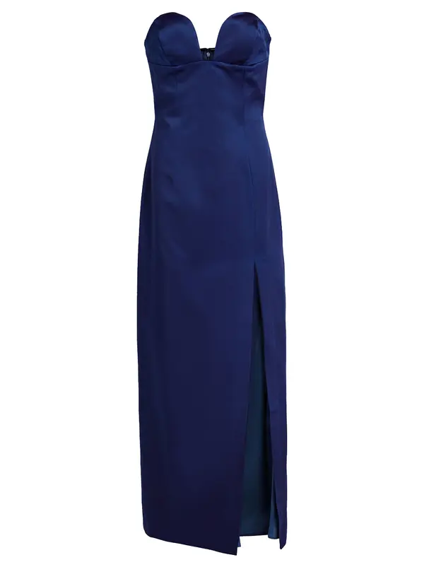 Sara Battaglia Strapless Satin Maxi Dress - Indigo