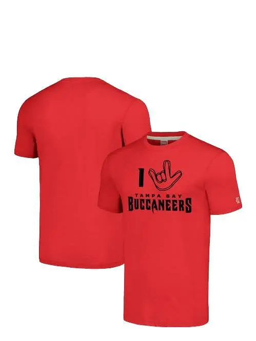 HOMAGE Tampa Bay Buccaneers Nfl Asl Collection "i Love You" Tri-blend T-shirt - Red