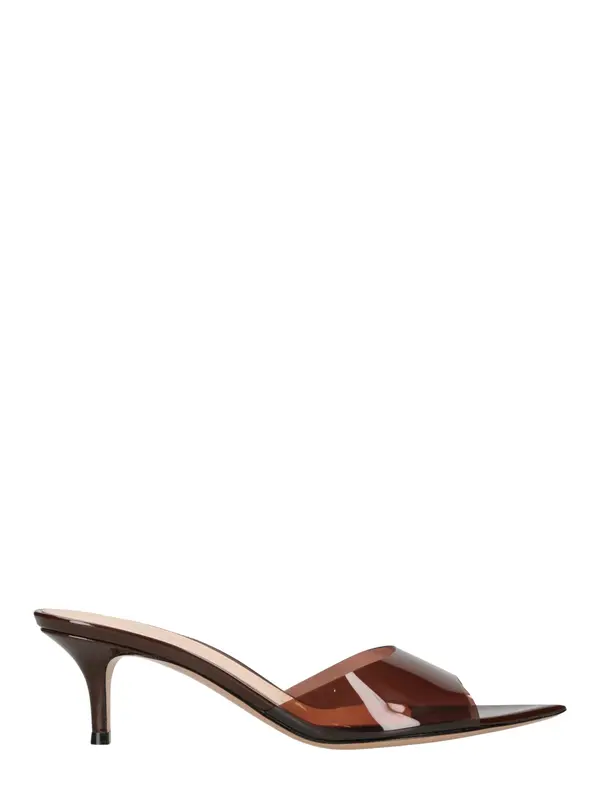 GIANVITO ROSSI Glass Vernice Heeled Mules - Brown