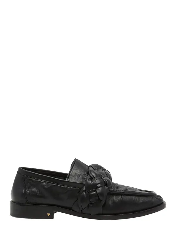 Bottega Veneta Astair Leather Braid Loafers - Black