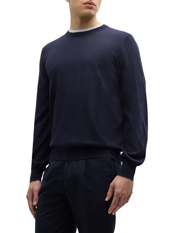 Brunello Cucinelli Wool-cashmere Crewneck Sweater - Navy