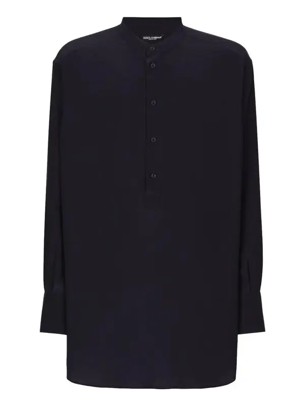 Dolce & Gabbana Band-collar Silk Shirt - Black