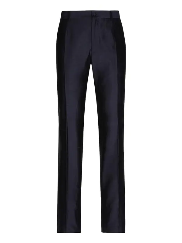 Dolce & Gabbana Pressed-crease Silk Tailored Trousers - Blue