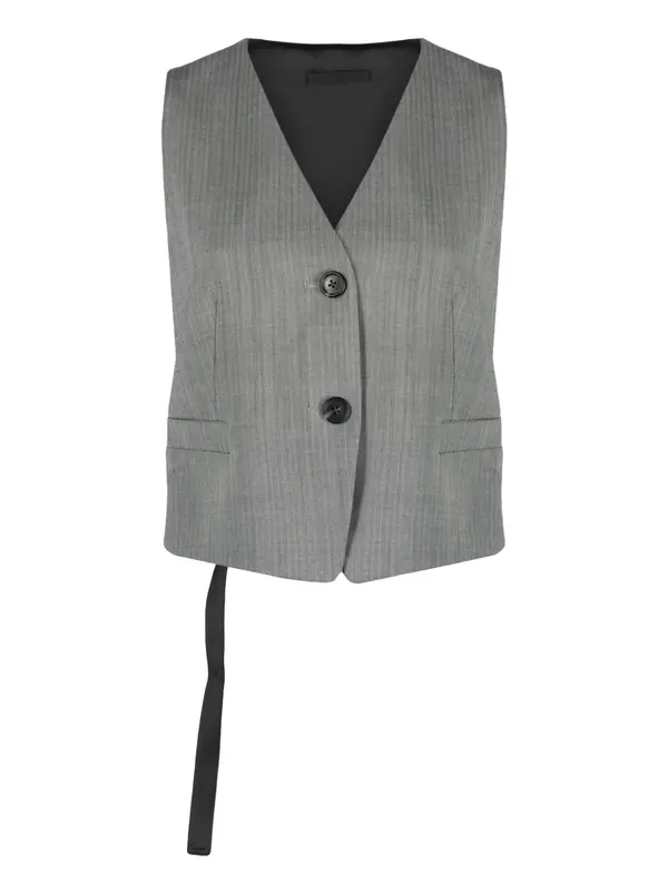 Helmut Lang Herringbone Cut-out Vest - Black