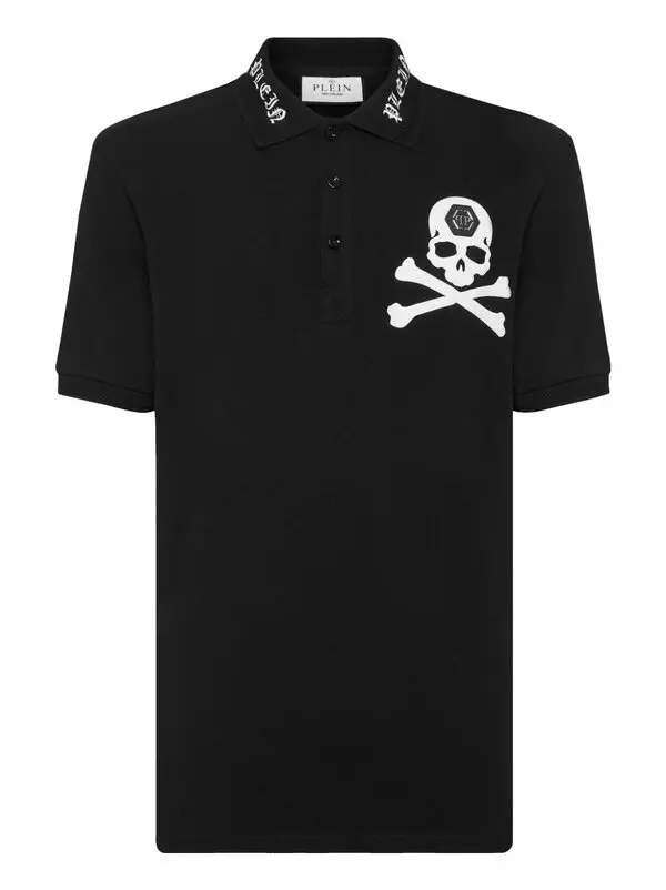 Philipp Plein Skull-print Cotton Polo Shirt - Black
