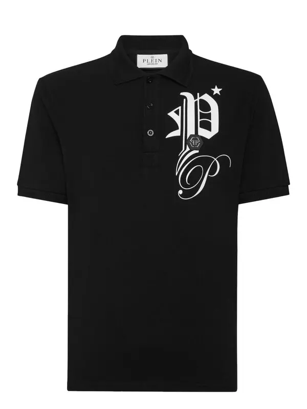 Philipp Plein Gothic Plein Cotton Polo Shirt - Black