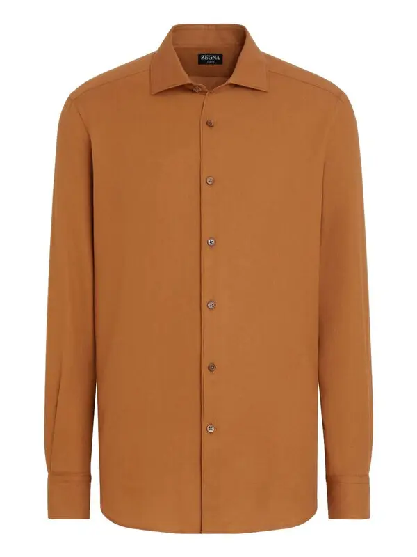 Zegna Cashco Cotton-cashmere Shirt - Orange