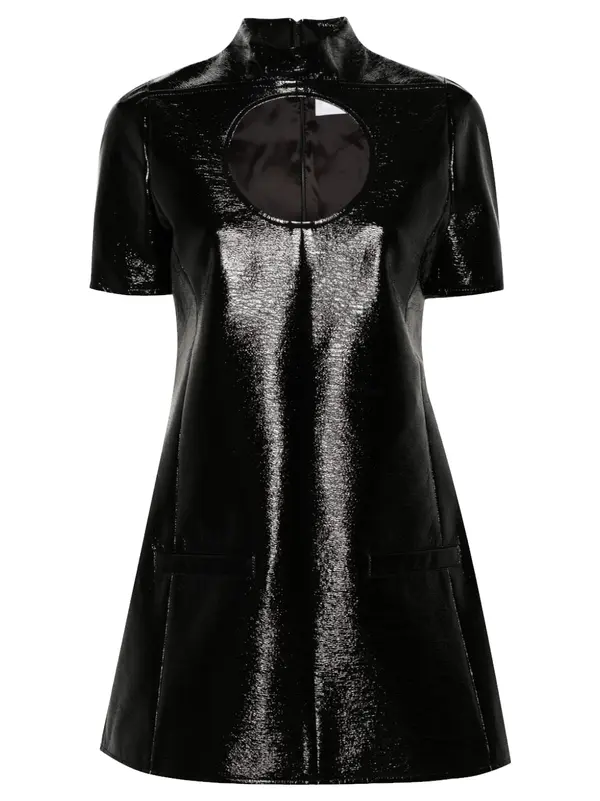 COURREGES Cut-out Polished-finish Minidress - Black