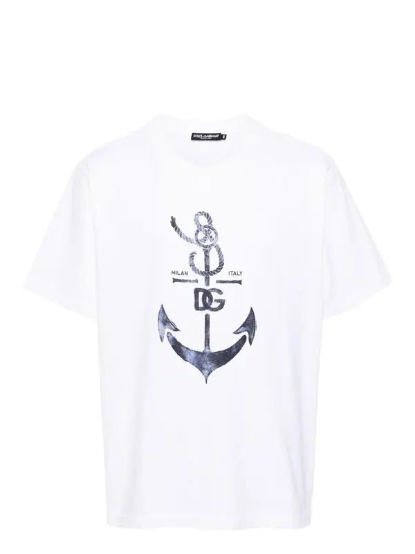 Dolce & Gabbana Anchor-print Cotton T-shirt - White