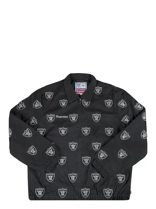 Supreme X Nfl Raiders '47 Embroidered Harrington Jacket - Black