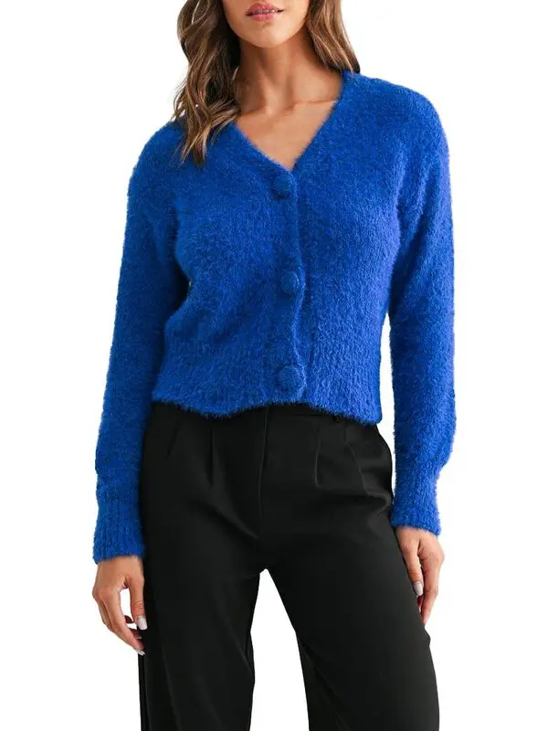 ALL IN FAVOR V-neck Cardigan - Bright Blue