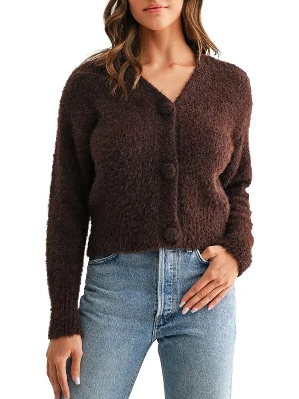 ALL IN FAVOR V-neck Cardigan - Dark Brown