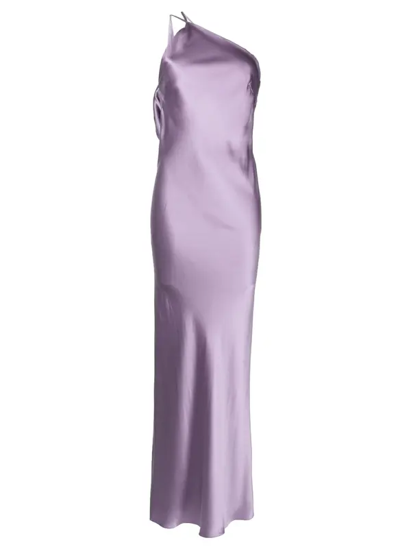 Michelle Mason One-shoulder Silk Gown - Purple