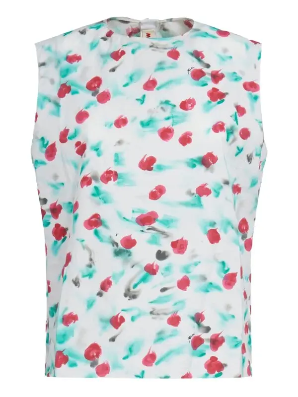 Marni Floral-print Sleeveless Blouse - White