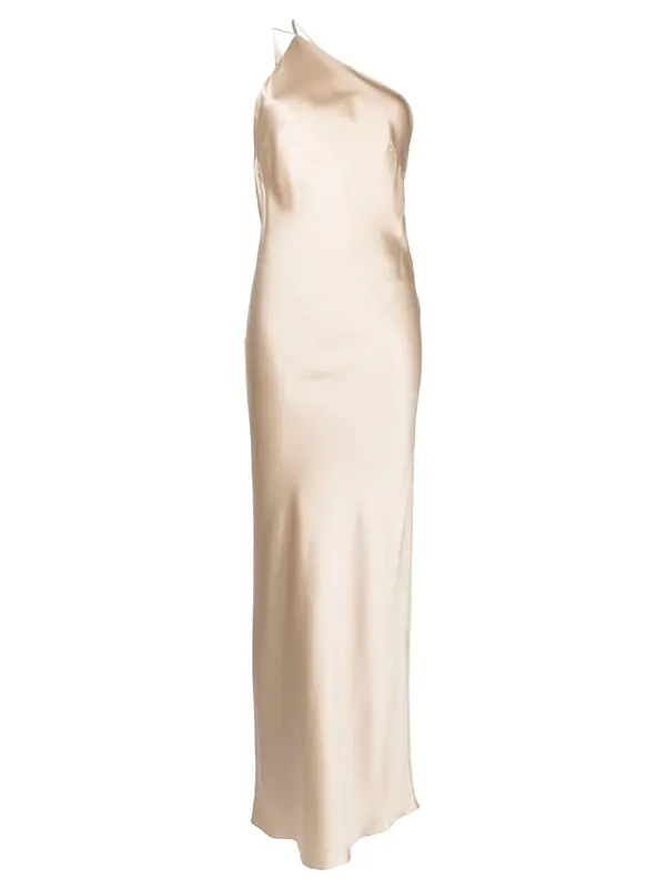 Michelle Mason One-shoulder Silk Gown - Gold