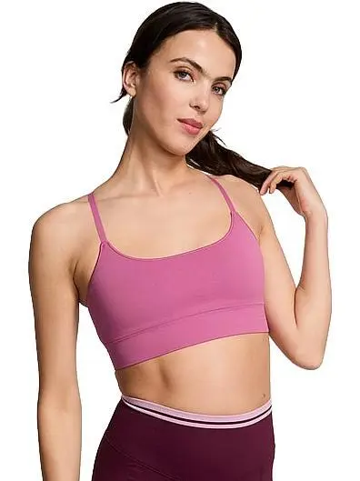 Pink Seamless Scoop Racerback Sports Bra - Purple