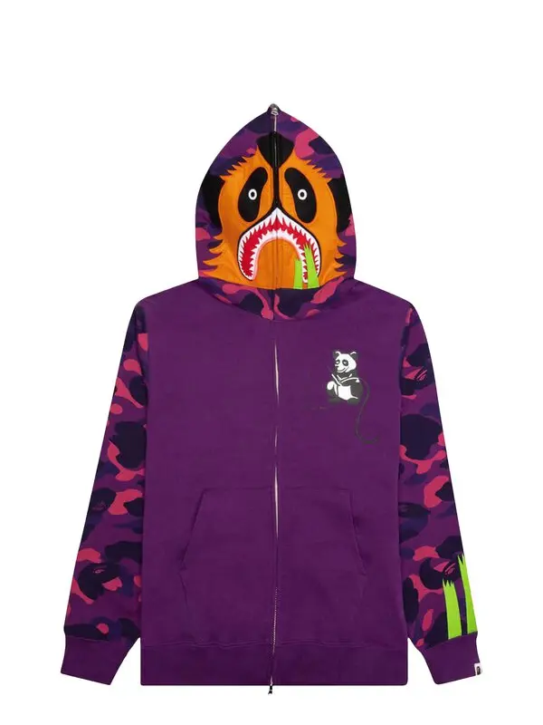 A BATHING APE Panda Full Zip Hoodie - Purple