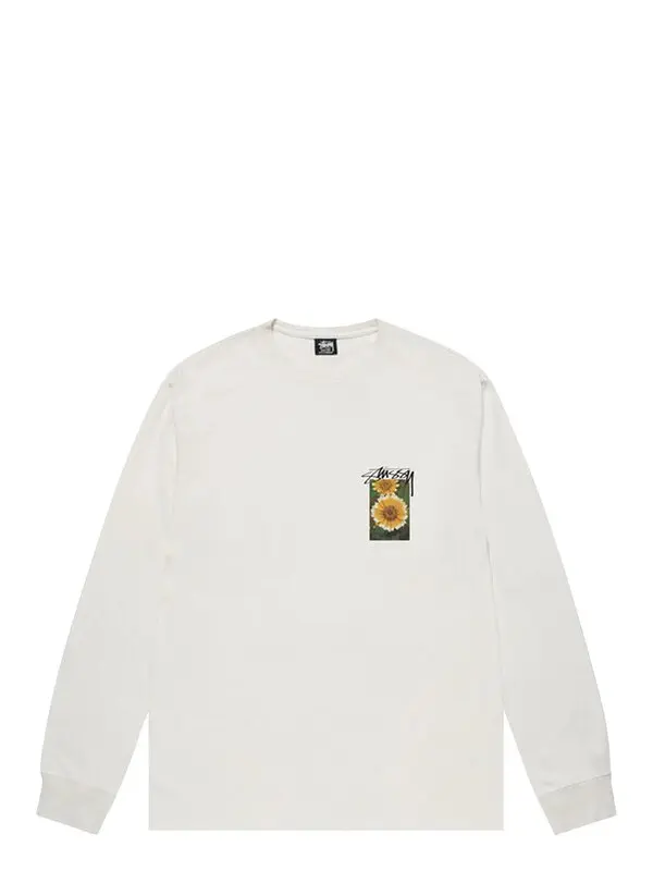 StÜssy Flower Grid Pigment Dyed Long-sleeve Tee 'natural - White
