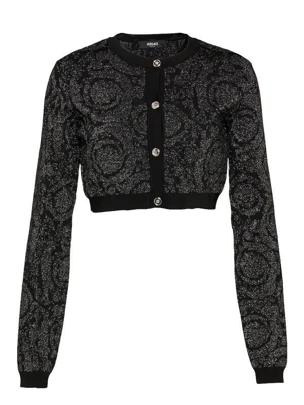 Versace Barocco Cropped Cardigan - Black