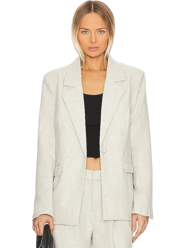 WeWoreWhat Relaxed Wool Blazer - Heather Light Grey